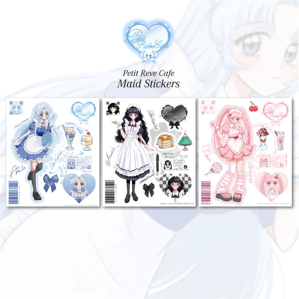 [Doci of Dreams] Petit Reve Cafe Maid Sticker Sheet (3 Options) – It's Deco Day