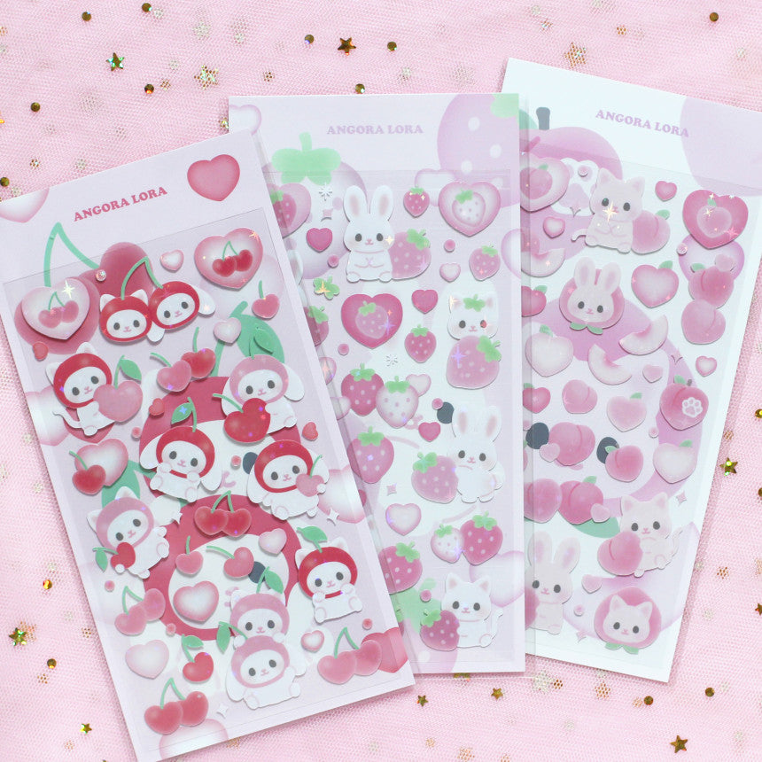[Angora Lora] Heart Fruit Deco Sticker (3 styles) – It's Deco Day