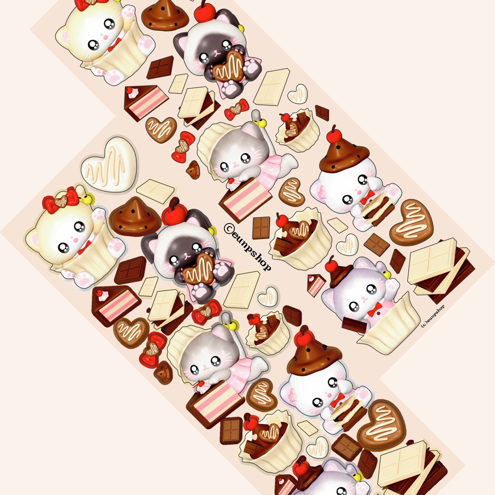 [Eunpshop] Chocolate Cat Deco Sticker Sheet – It's Deco Day