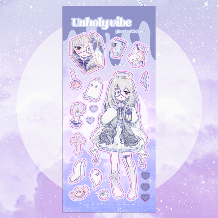 [Ncho] Unholy Vibe - Ghost Sticker Sheet – It's Deco Day