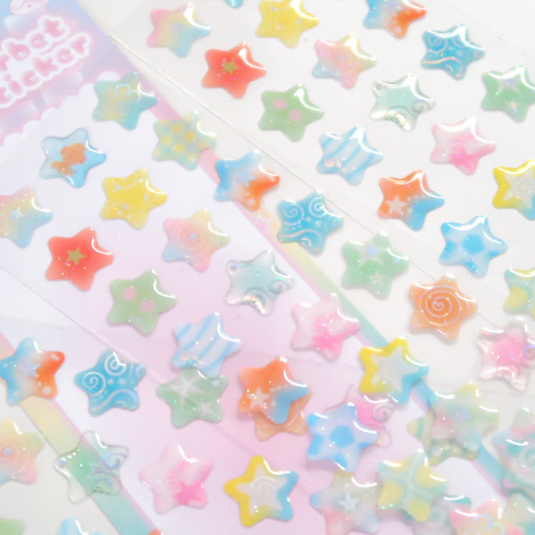 [Pearly Button] Star Sherbet Epoxy Deco Sticker Sheet – It's Deco Day