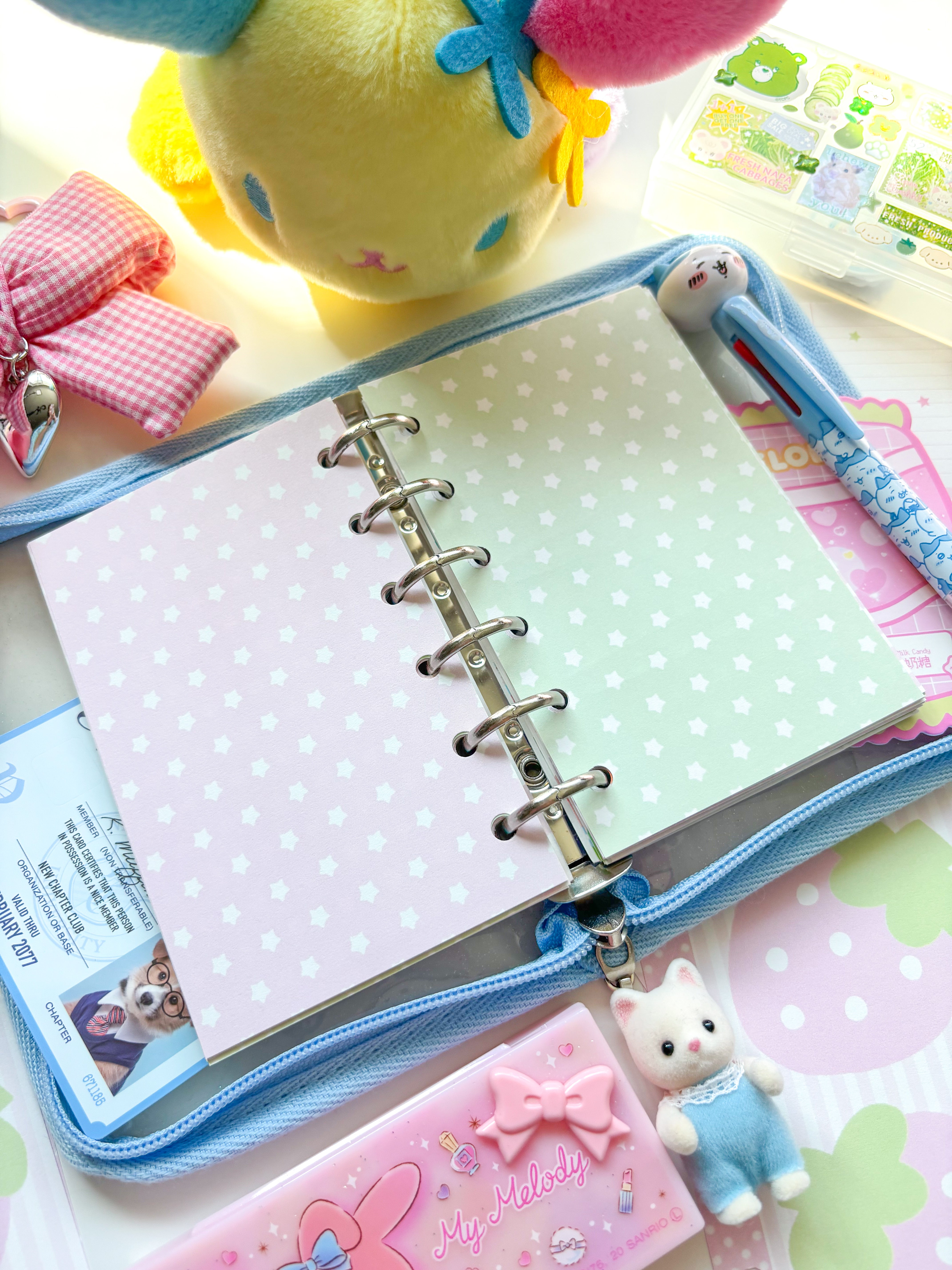 [Borah Studio] A7 Pink Green Star Diary Inserts / Refills (20 sheets ...
