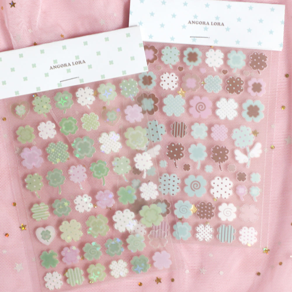 [Angora Lora] Four Leaf Clover Clear Deco Sticker – It's Deco Day