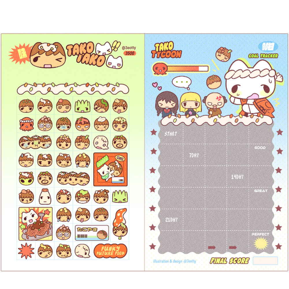 [3eotty] Tako Tako Square Deco Sticker Sheet (Clear) – It's Deco Day