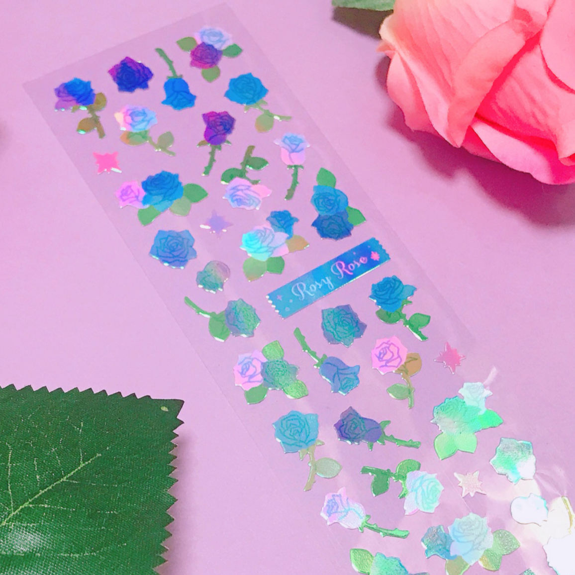[Manta Box] Blue Rosy Rose Deco Sticker – It's Deco Day