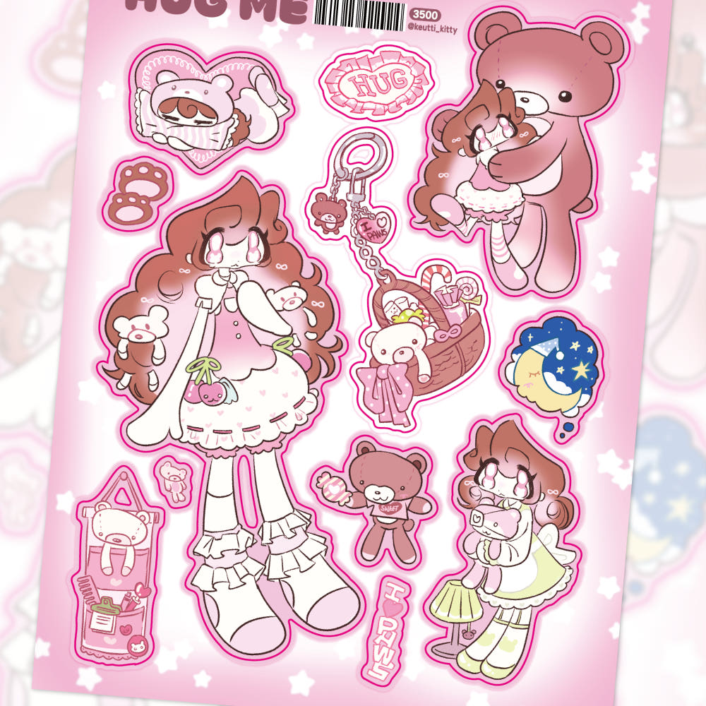 [Keutti Kitty] Hug Me Sticker Sheet – It's Deco Day