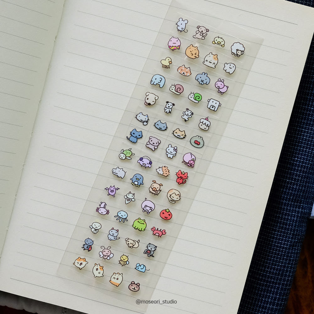 [Moseori Studio] Mini Animal Square Sticker Sheet – It's Deco Day