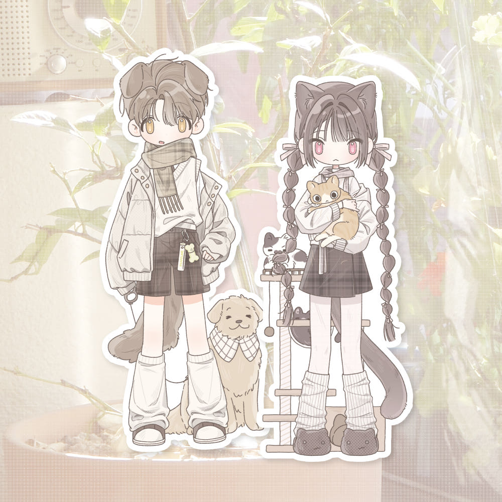 [Chocozy Family] Dog & Cat Butler Die Cut Sticker Set – It's Deco Day