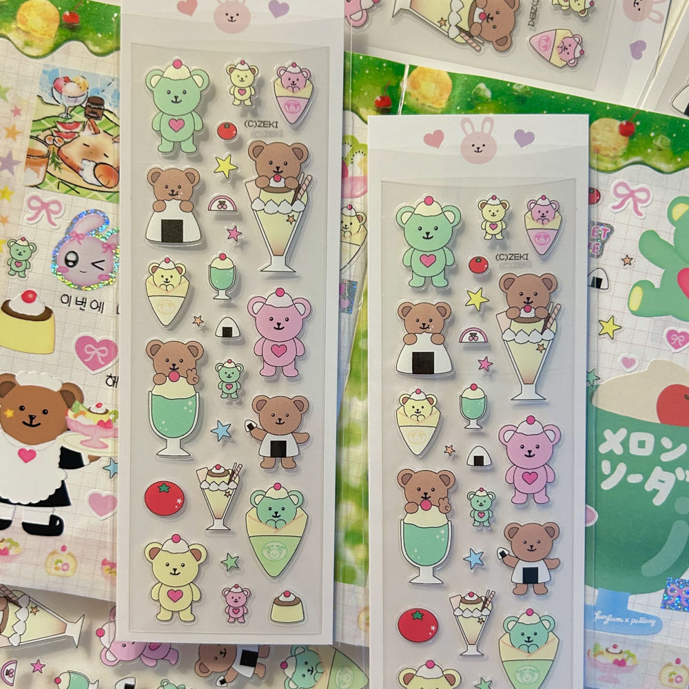 [Zeki Bear] Food Zeki Bear Sticker Sheet – It's Deco Day