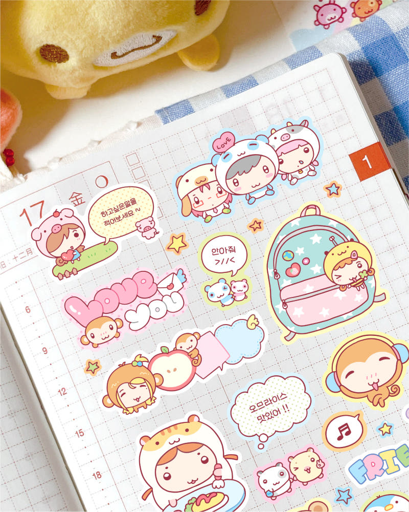 [Jhove Studio] Cute Animal Point Deco Sticker Set (2 sheets) – It's ...