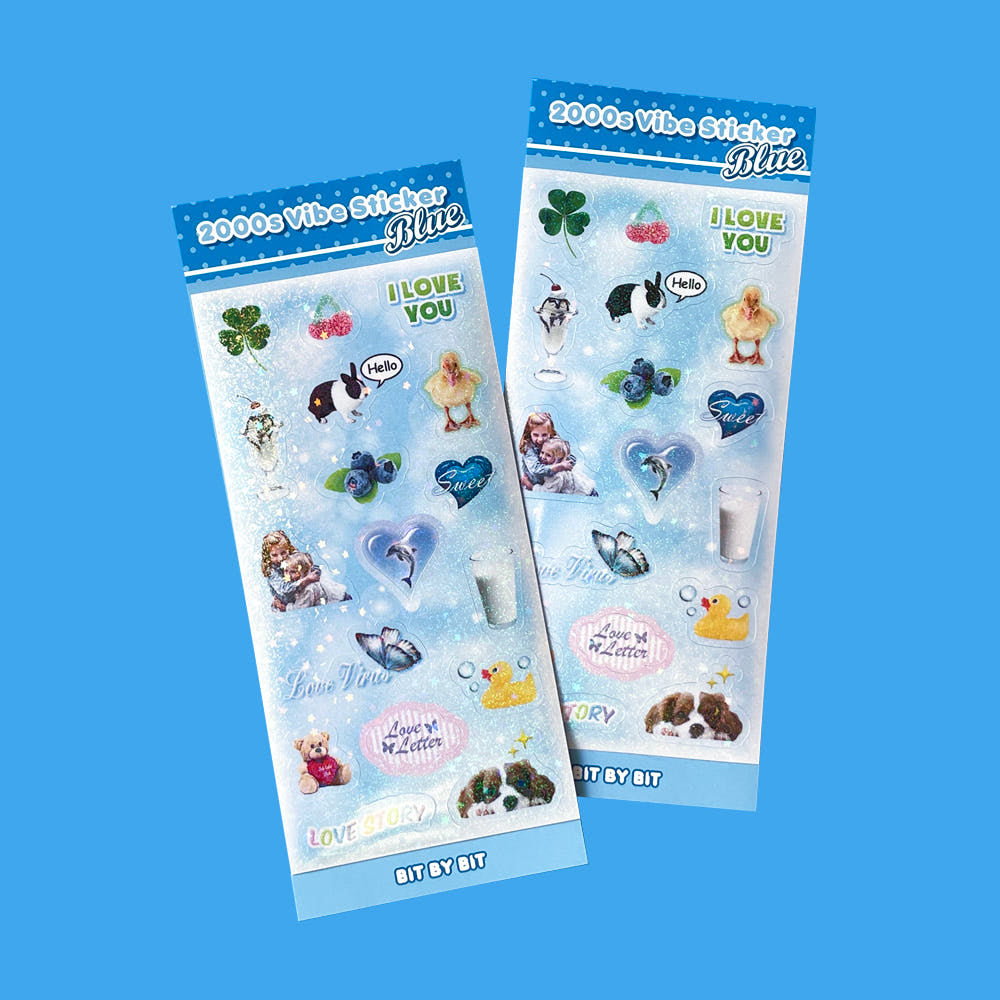 [Bit By Bit] Blue 2000s Vibe Sticker Sticker Sheet – It's Deco Day