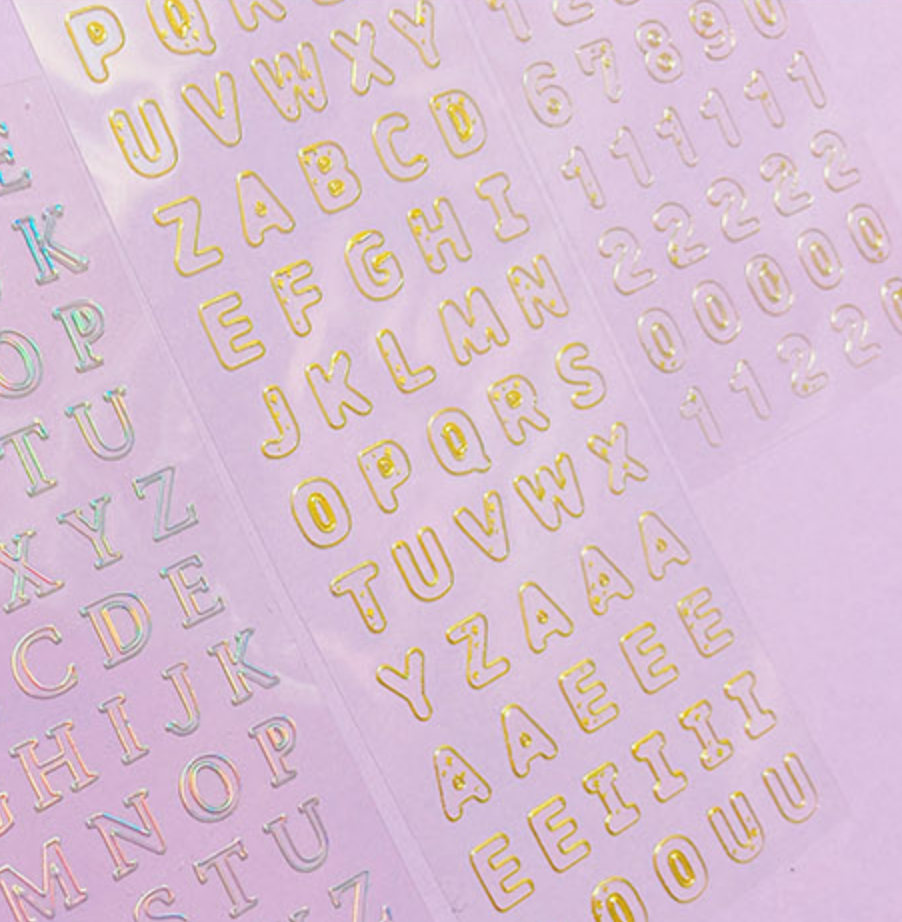 [Manta Box] Transparent 100% Alphabet Gold Deco Sticker – It's Deco Day