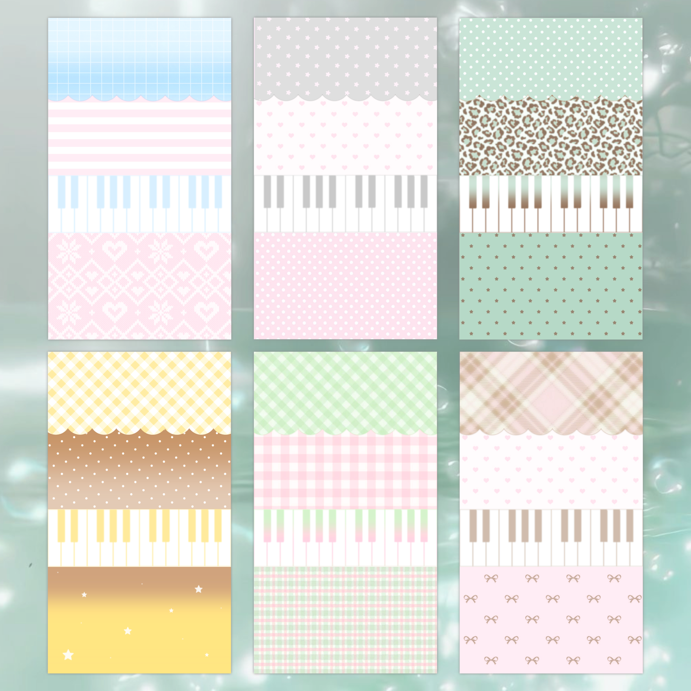 [Borah Studio] Piano Keys Memo Sticker Pack (12 Sheets) – It's Deco Day