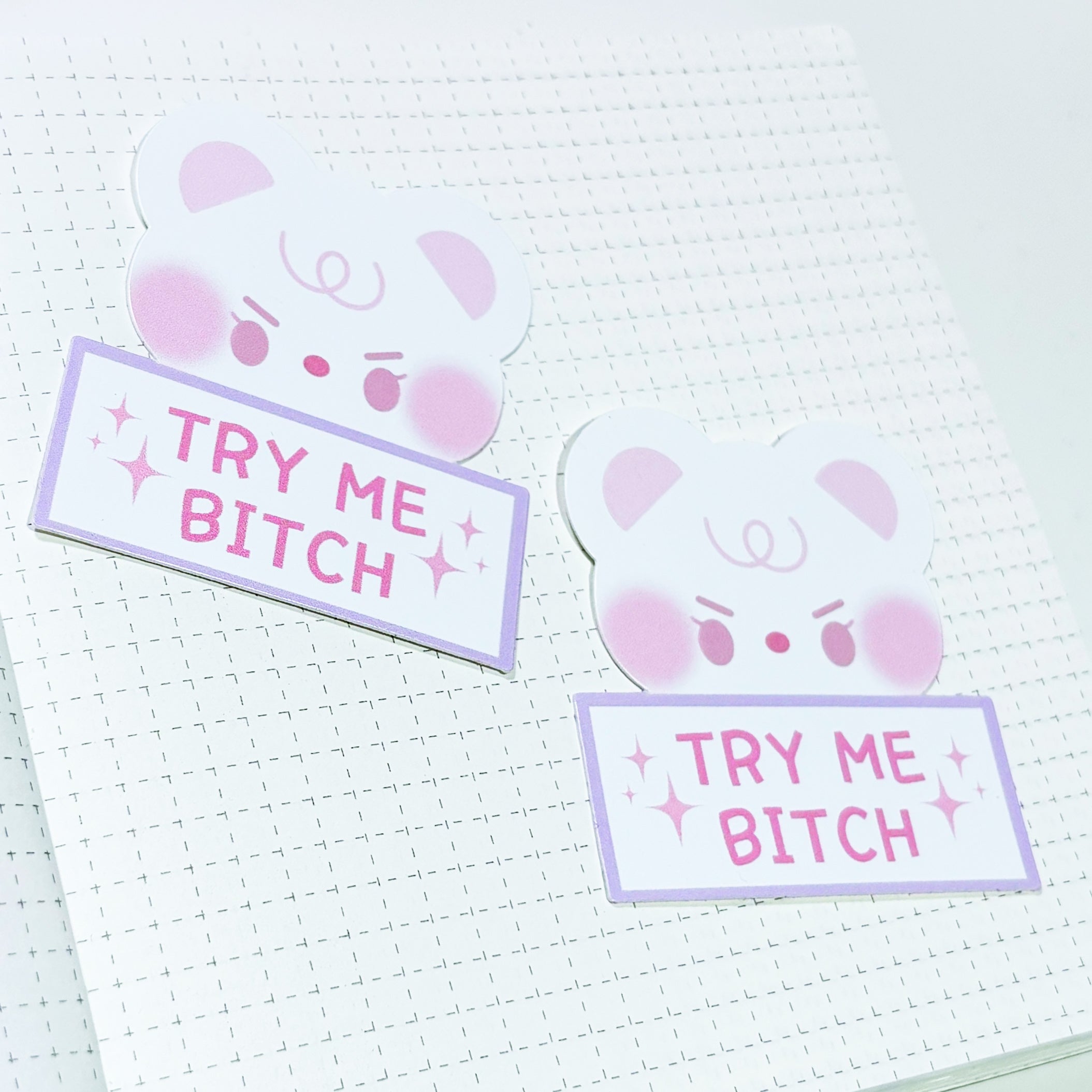 [borahstudio] "Try Me B***h" Honey Die Cut Sticker – It's Deco Day