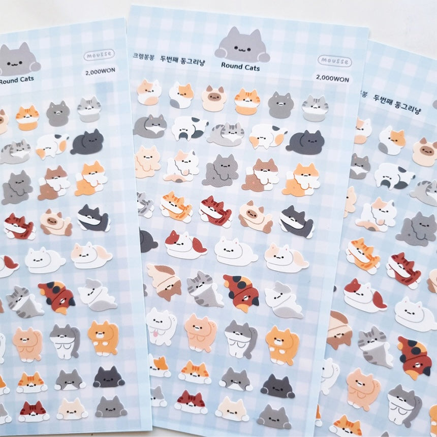 [My Mousse] Round Cats 2 Deco Sticker Sheet – It's Deco Day