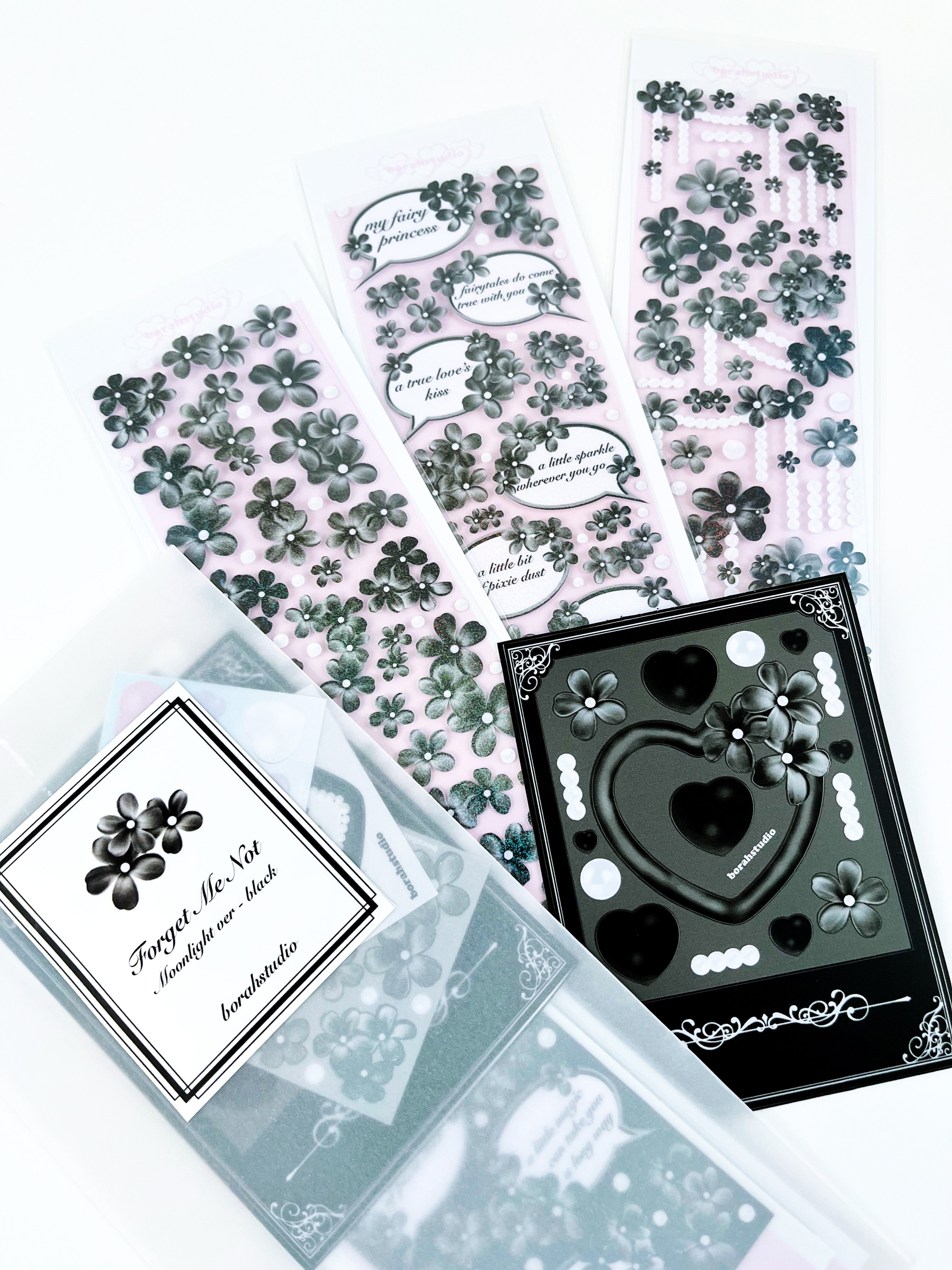 [borahstudio] Forget Me Not Sticker Pack (Black) – It's Deco Day